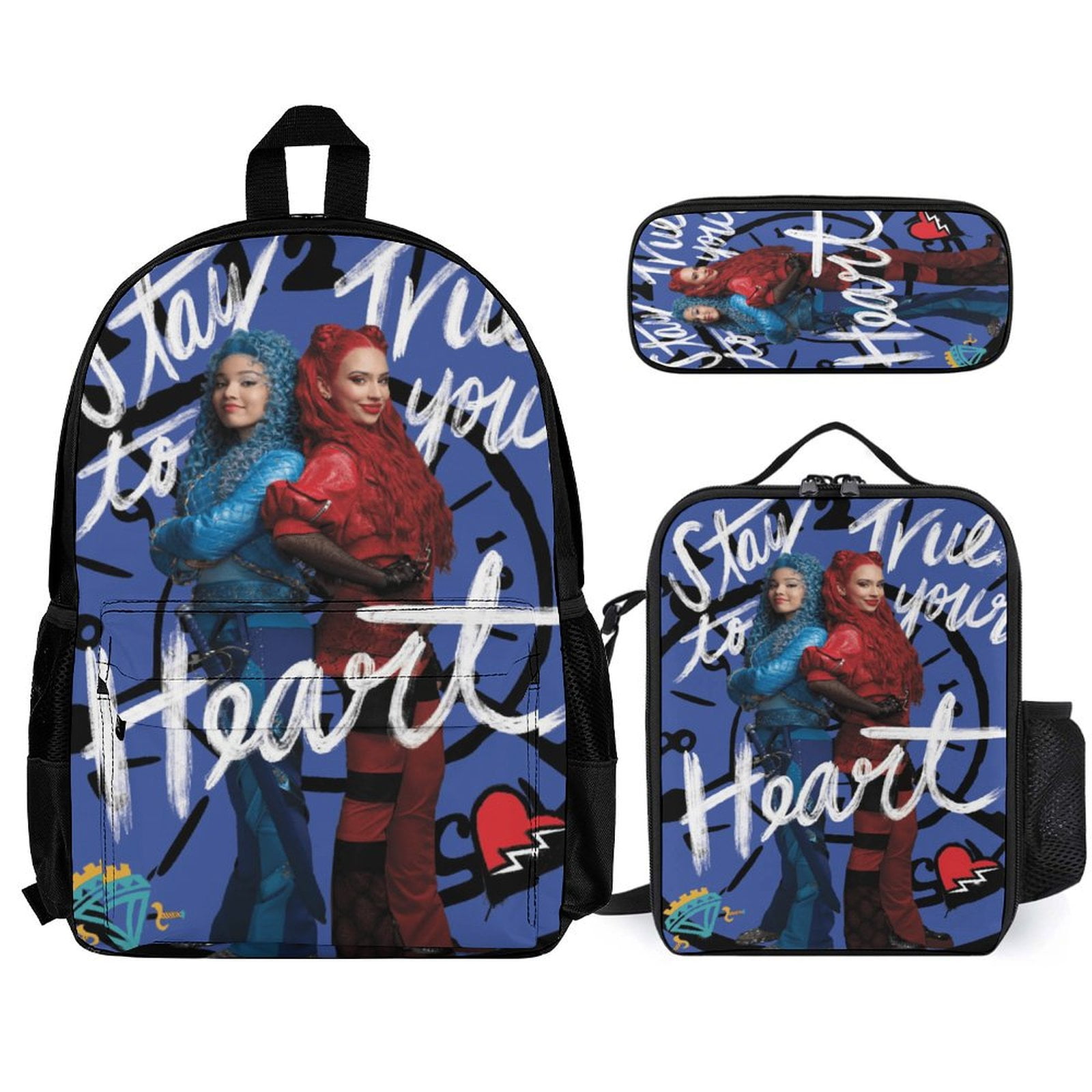Descendants Backpacks 3 Piece Set Bookbag with Lunch Bag And Pencil ...