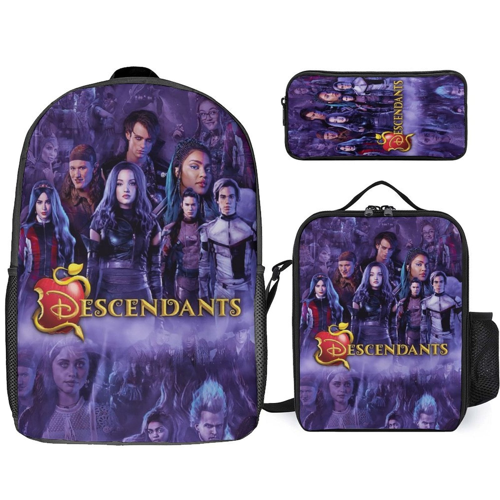 Descendants Backpacks 3 Piece Set Bookbag with Lunch Bag And Pencil ...