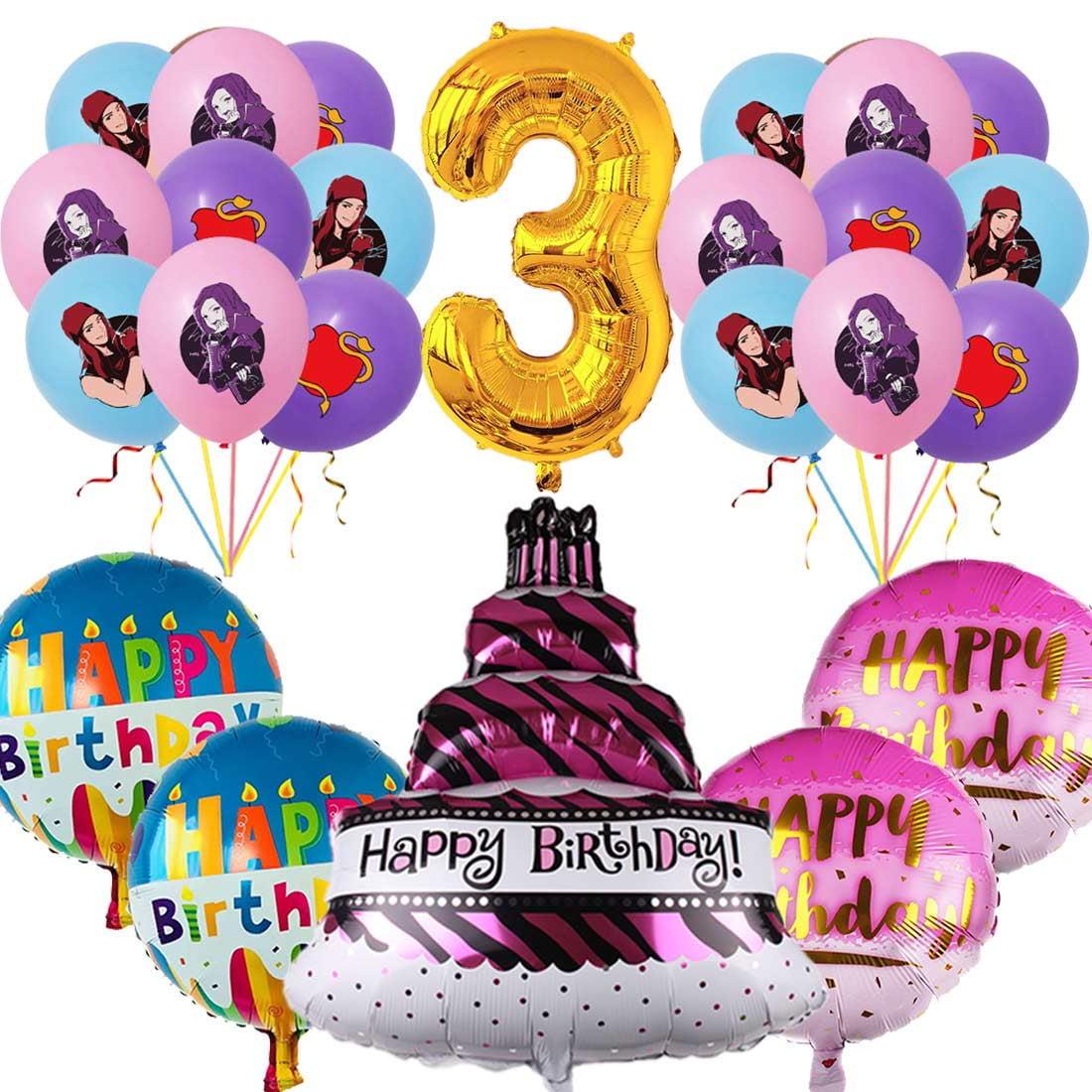 Descendants Balloons Party Supplies 3rd Big Number Decorations Decor ...