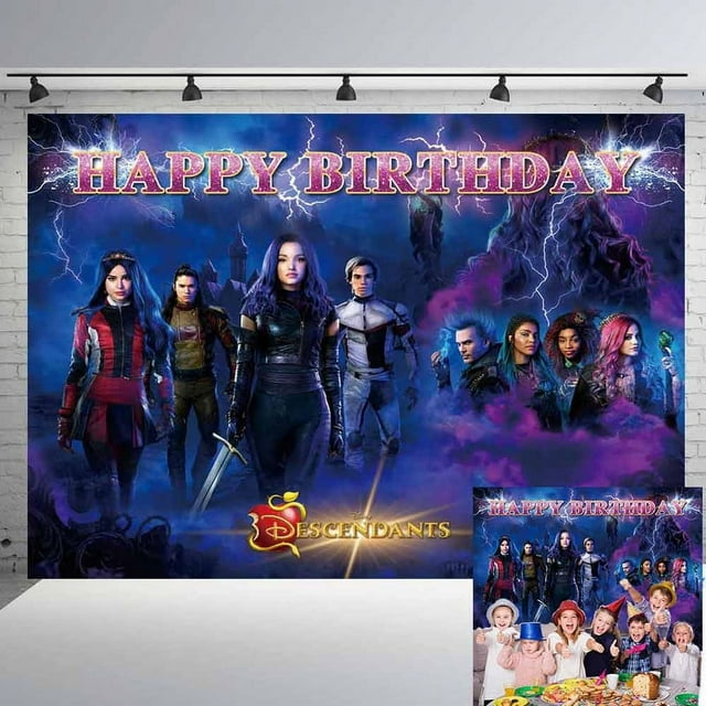 Descendants Birthday Banner Backdrop Background Party Supplies ...