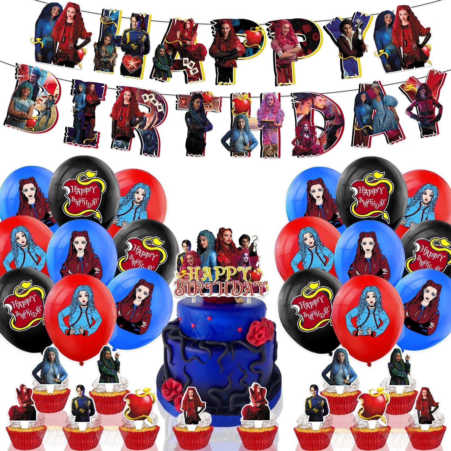 Descendants Birthday Party Decorations,Descendants Birthday Banner,Cake ...