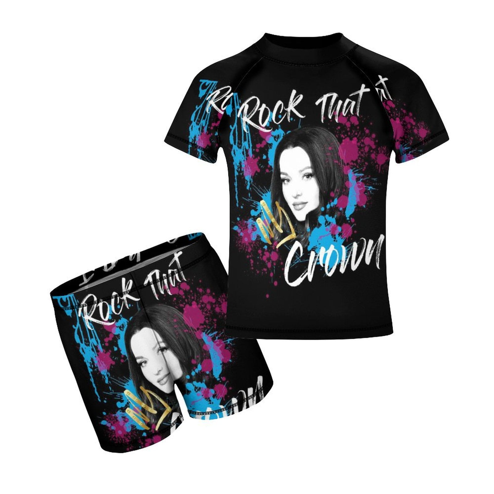 Descendants Boys 2-Piece Swimsuit Set Bathing Suit Short Sleeve ...