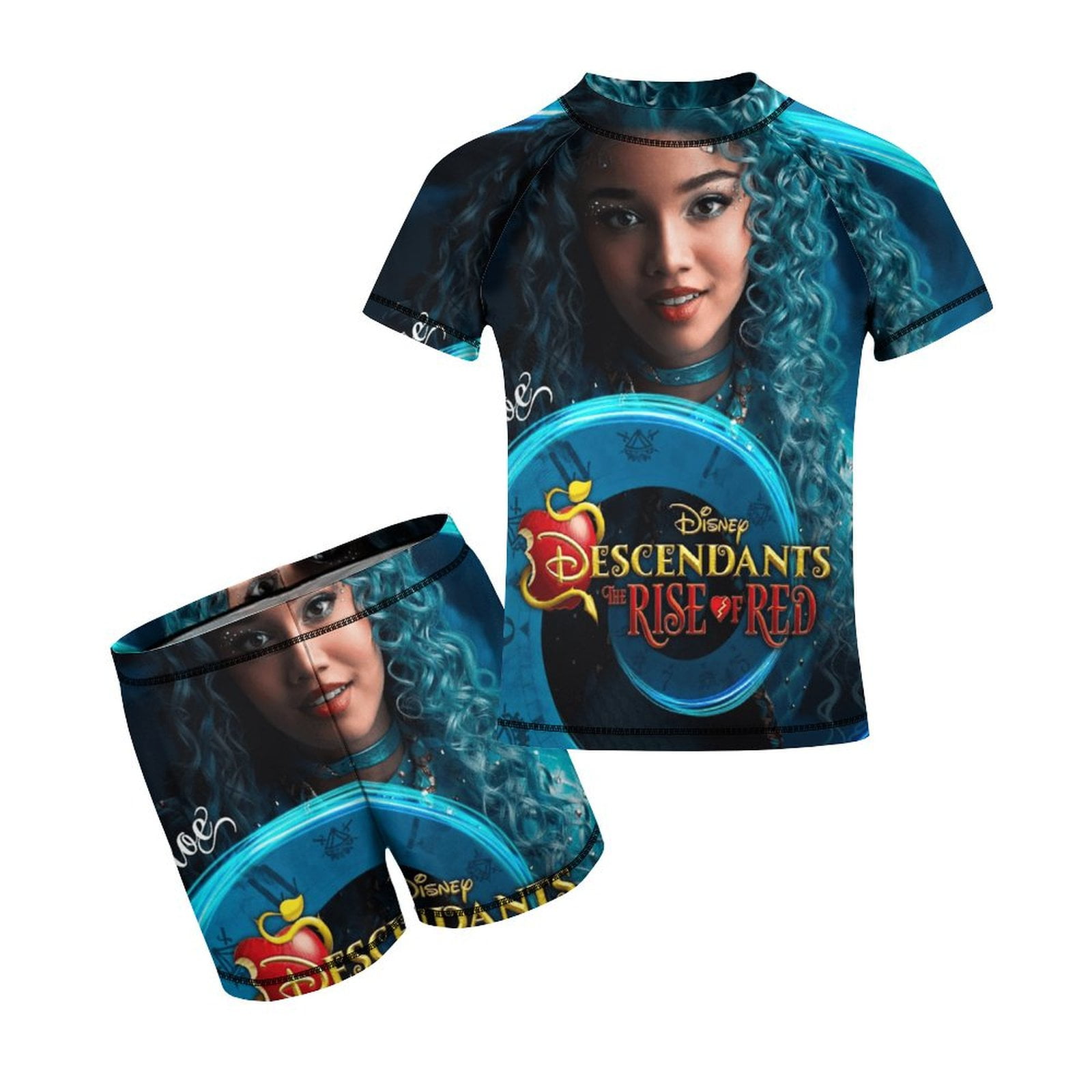 Descendants Boys Rash Guard Set 2 Piece Swimsuits Short Sleeve Bathing ...