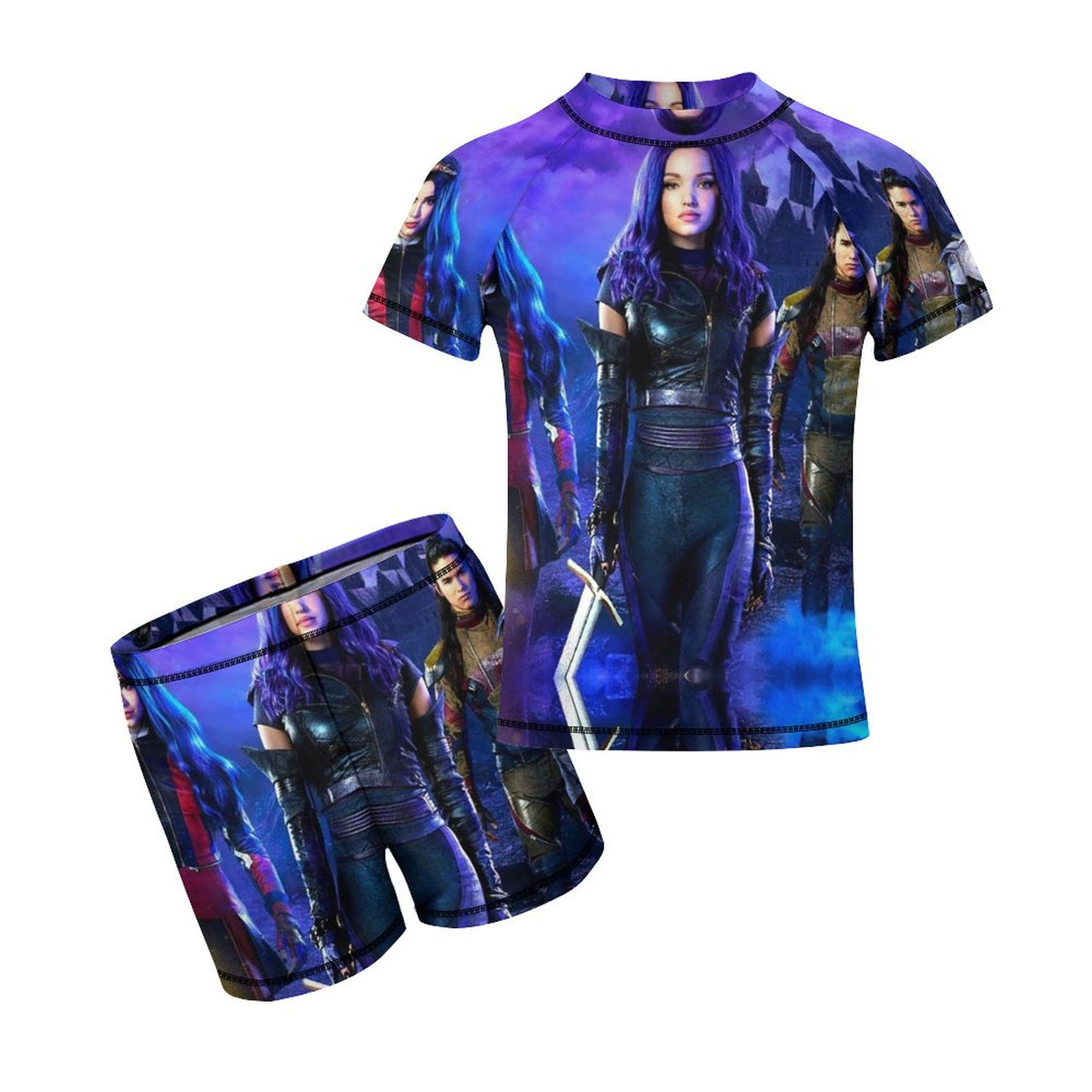 Descendants Boys Rash Guard Set 2 Piece Swimsuits Short Sleeve Bathing ...