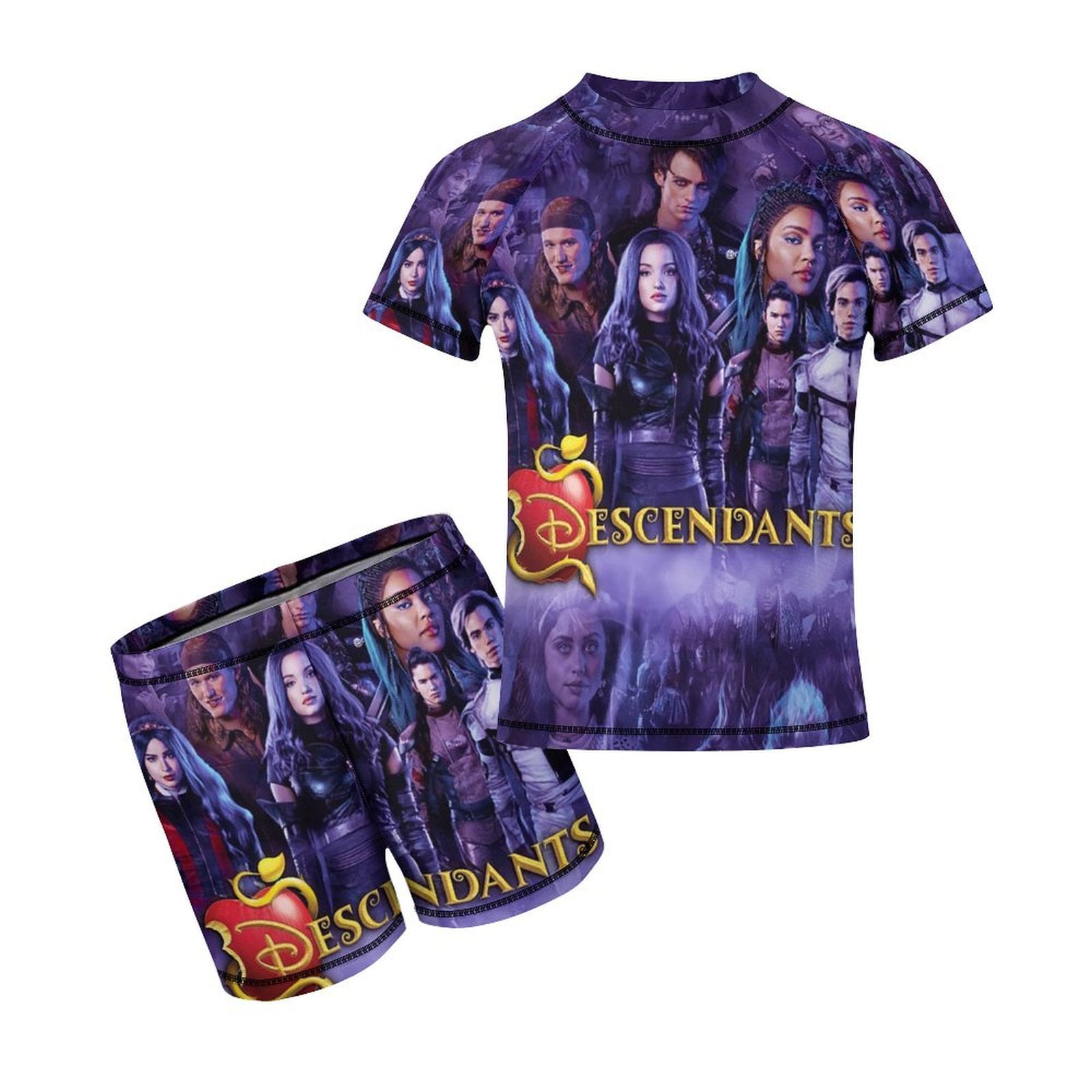 Descendants Boys Two Piece Rash Guard Swimsuits Kids Short Sleeve ...