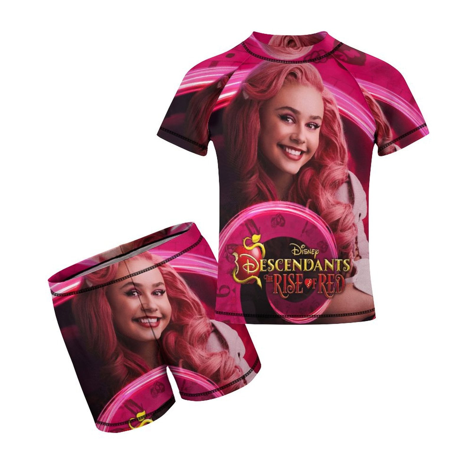 Descendants Boys Two Piece Swimsuit Kids Swimwear Set Short Sleeve ...
