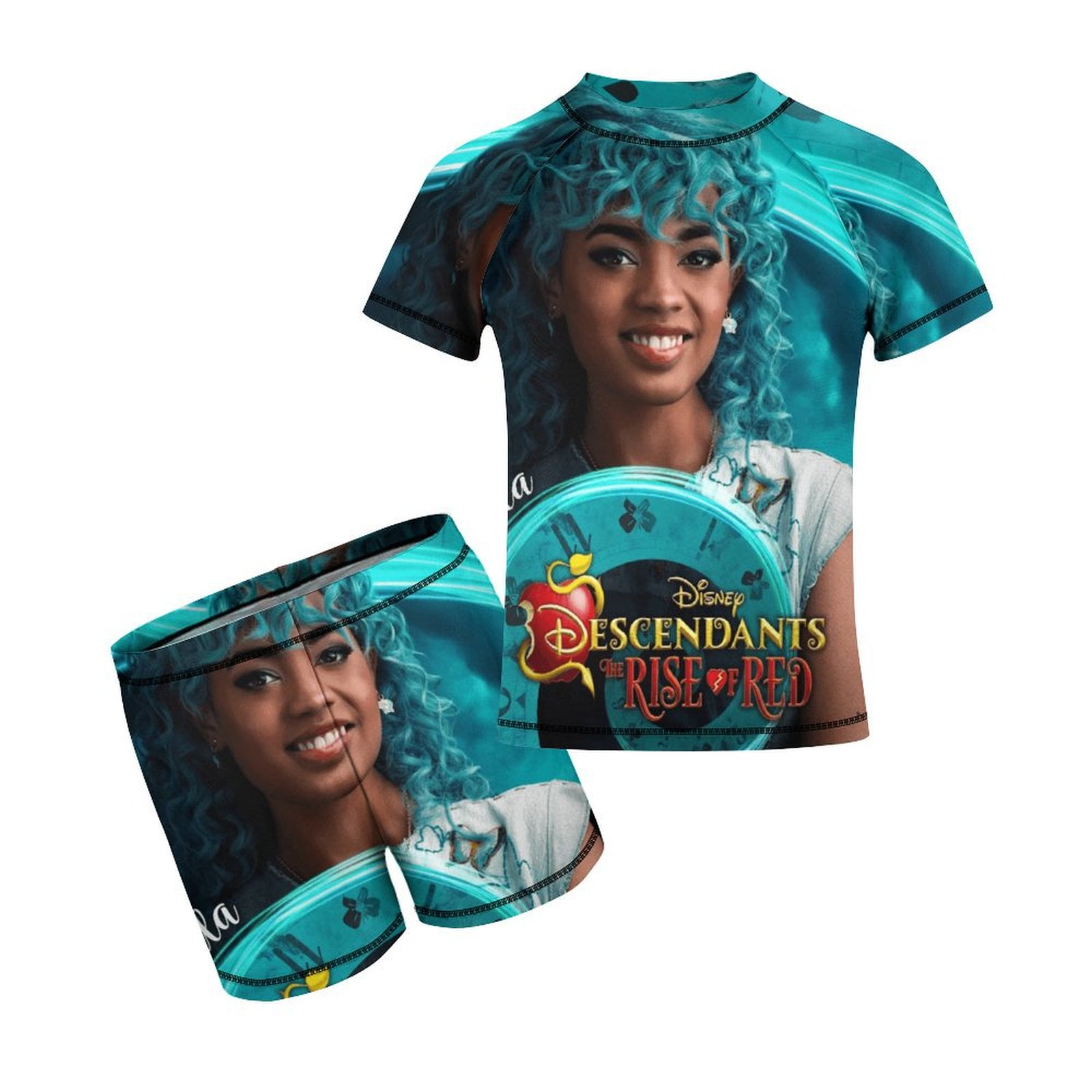 Descendants Boys Two Piece Swimsuit Kids Swimwear Set Short Sleeve ...