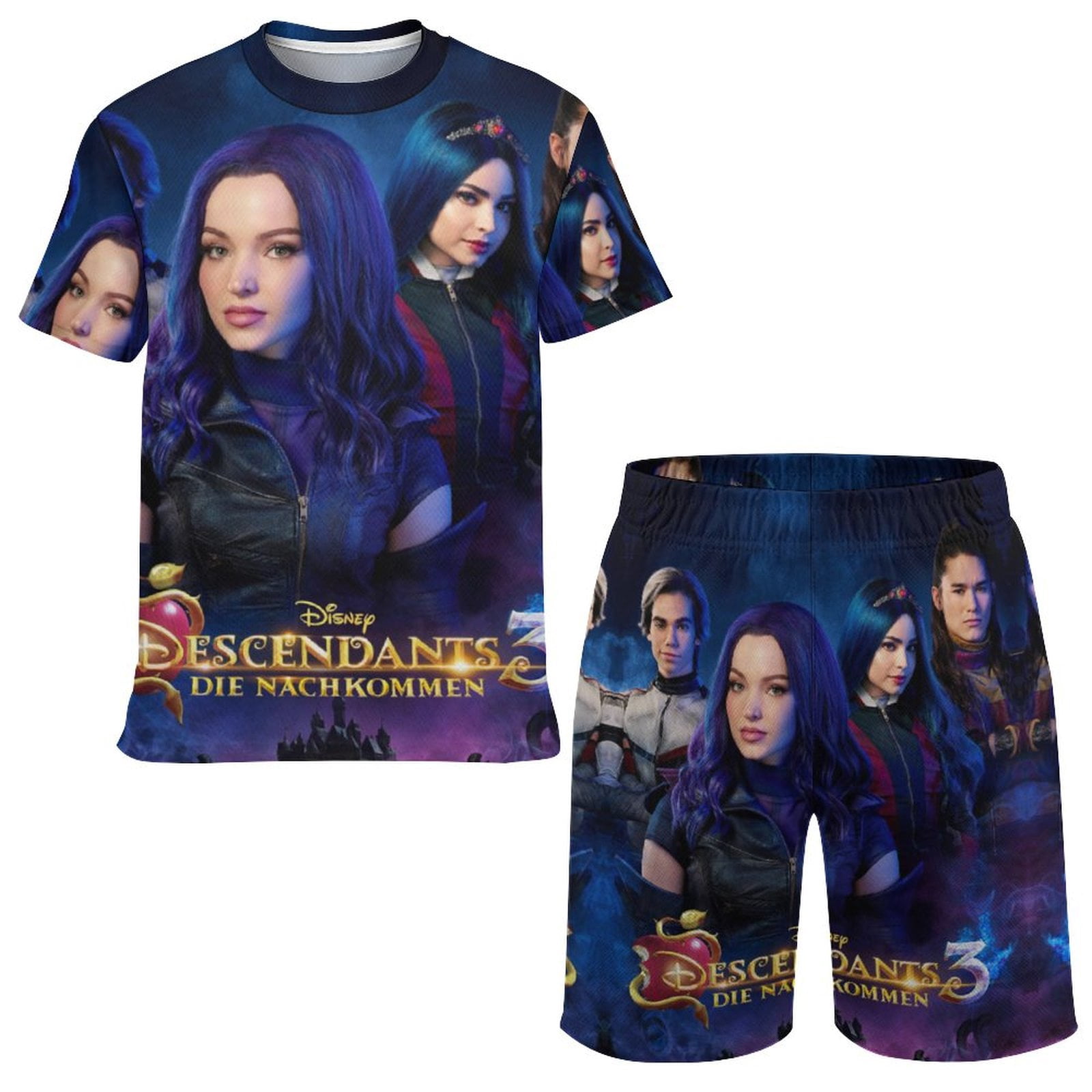 Descendants Kids Short Sleeve Mesh T-Shirt And Shorts Outfit Set Summer ...