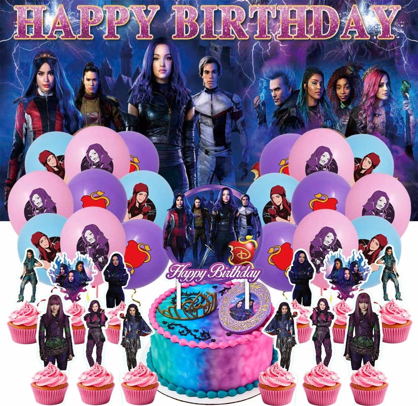 Descendants Latex Balloons Set Party Supplies Banner Backdrop ...