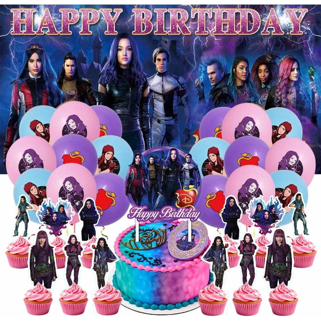 Descendants Latex Balloons Set Party Supplies Banner Backdrop ...