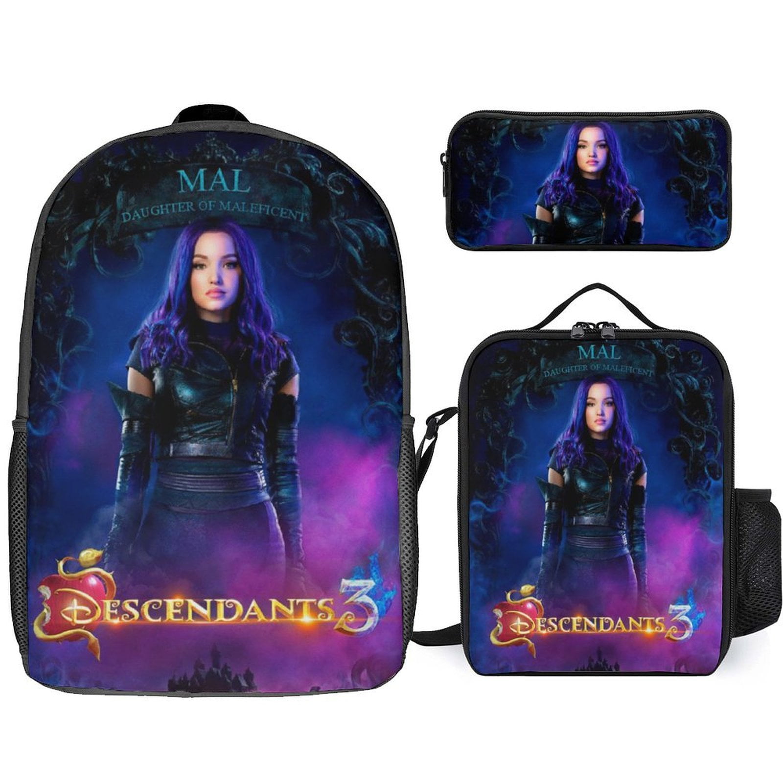 Descendants Mal Backpack With Lunch Bag Pencil Case Set Schoolbag ...