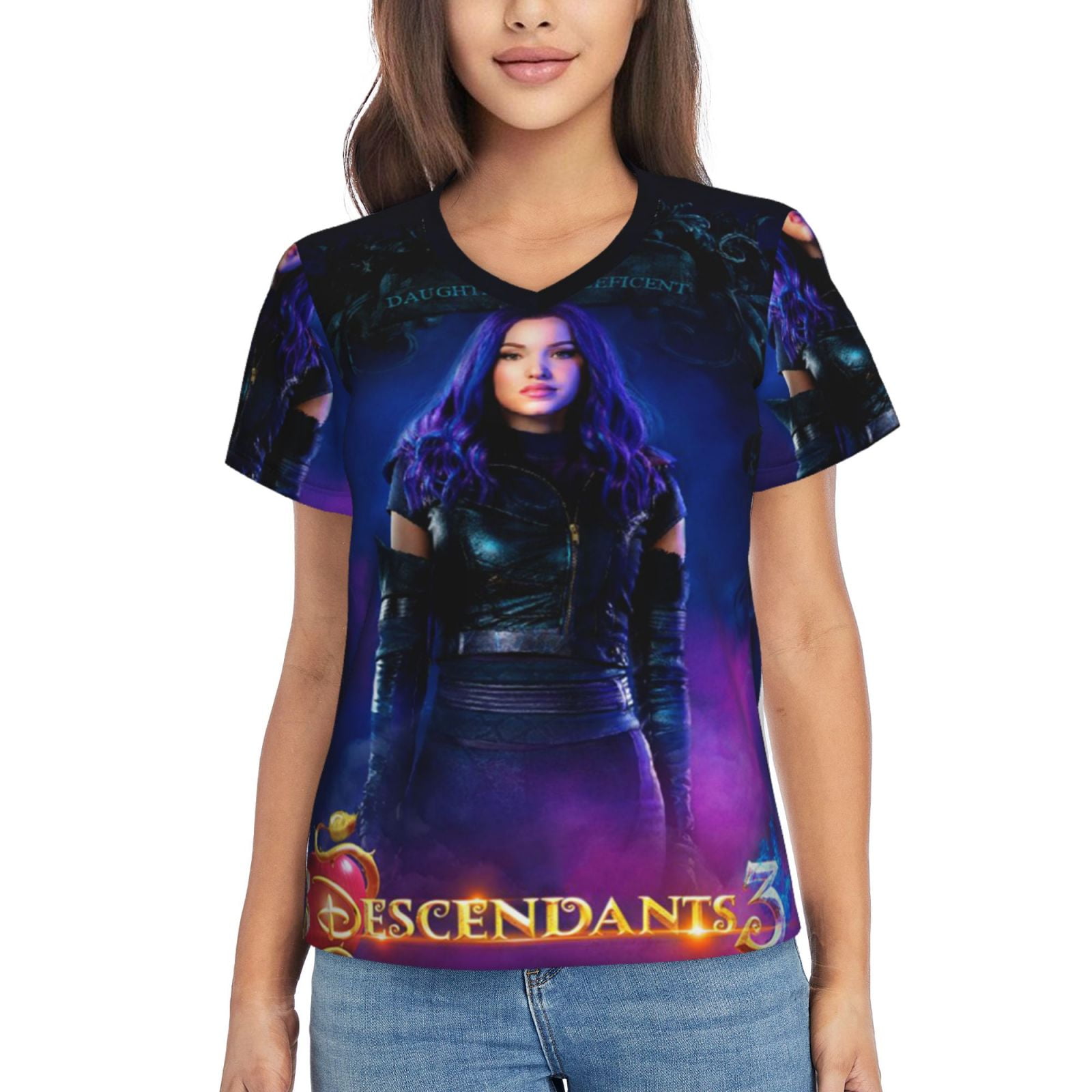 Descendants Mal Women's T Shirts V-Neck Tee Shirt Casual Short Sleeve T ...