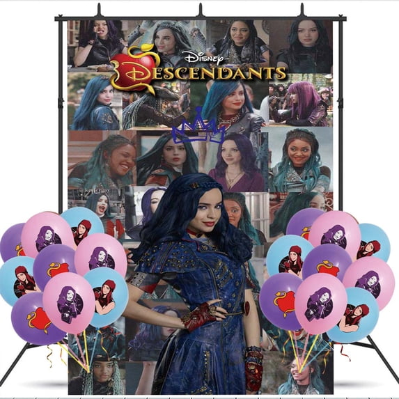 Descendants Party Decorations Backdrop Banner Balloons Taspestry Wall ...