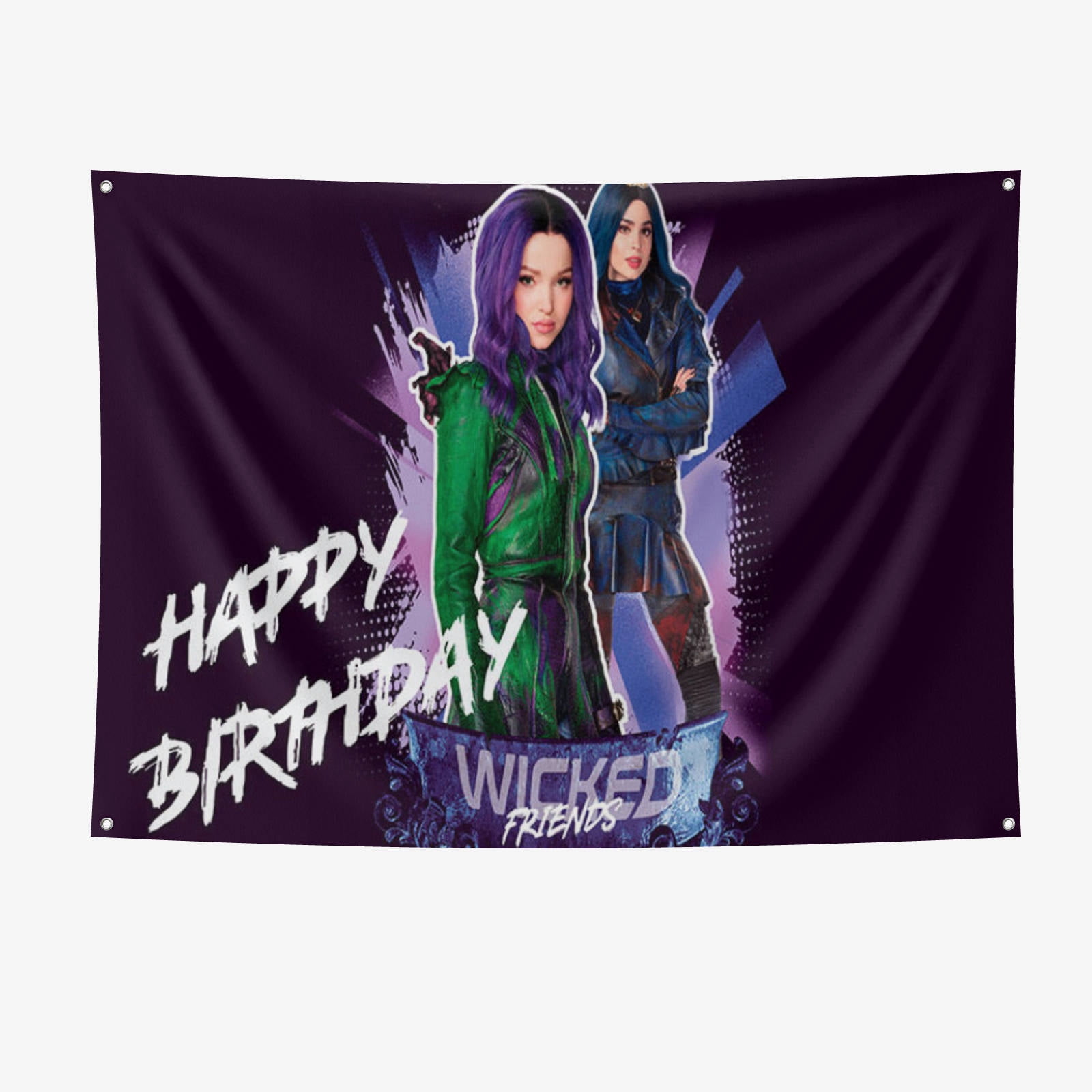 Descendants Party Supplies Happy Birthday Banner 7*5FT Large Size ...