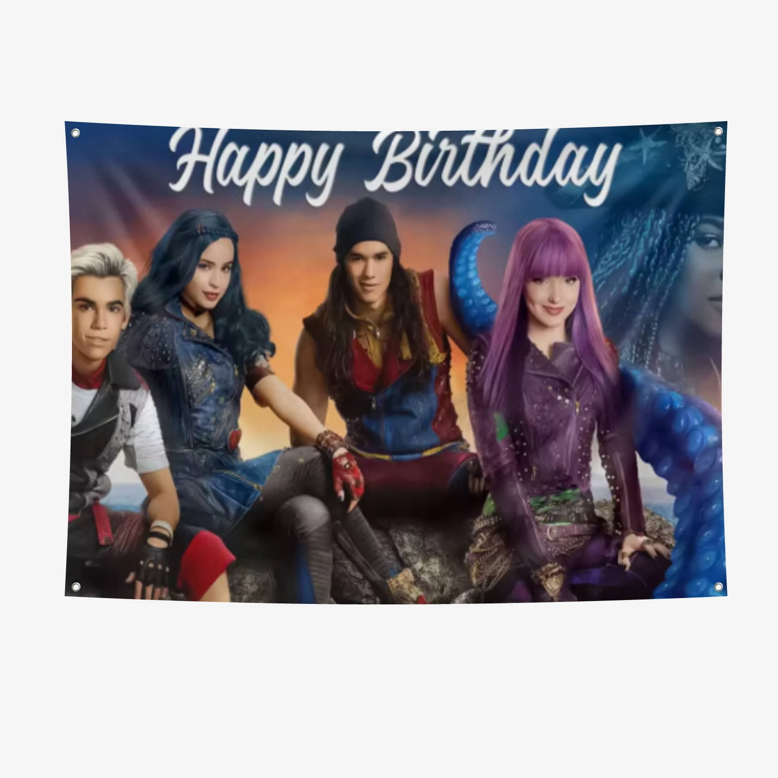 Descendants Party Supplies Happy Birthday Banner 7*5FT Large Size ...