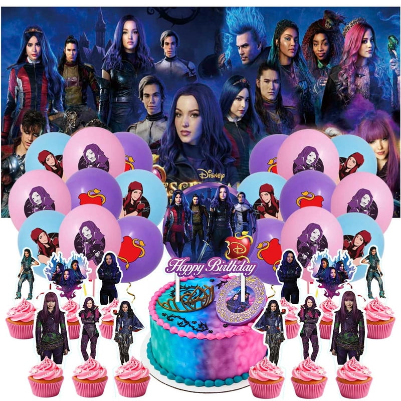 Descendants Party Supplies Latex Balloons Decor Banner Backdrop Kit ...