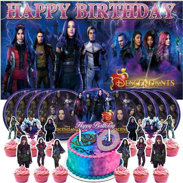 Descendants Party Supplies Plates Decorations Birthday Cake Topper ...