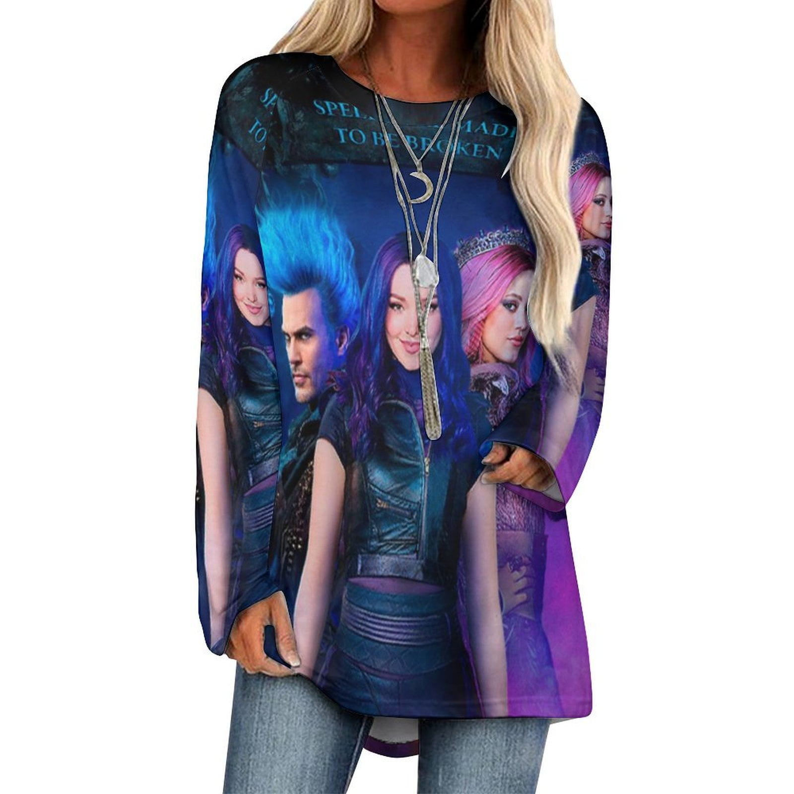 Descendants Poster Womens Long Sleeve T-Shirt Loose Fit Tops Casual ...