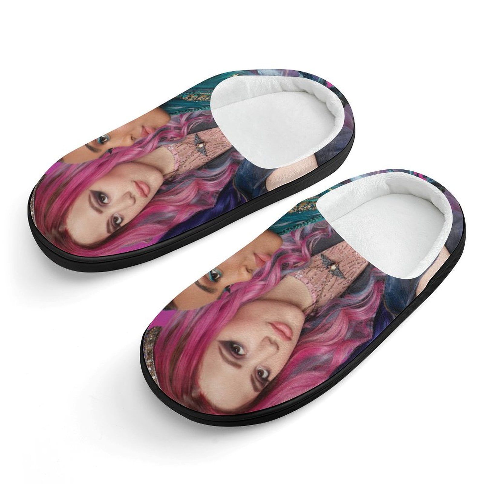 Descendants Soft Plush Slippers for Boys Girls Winter Warm Cotton Slippers with Rubber Sole Non ...