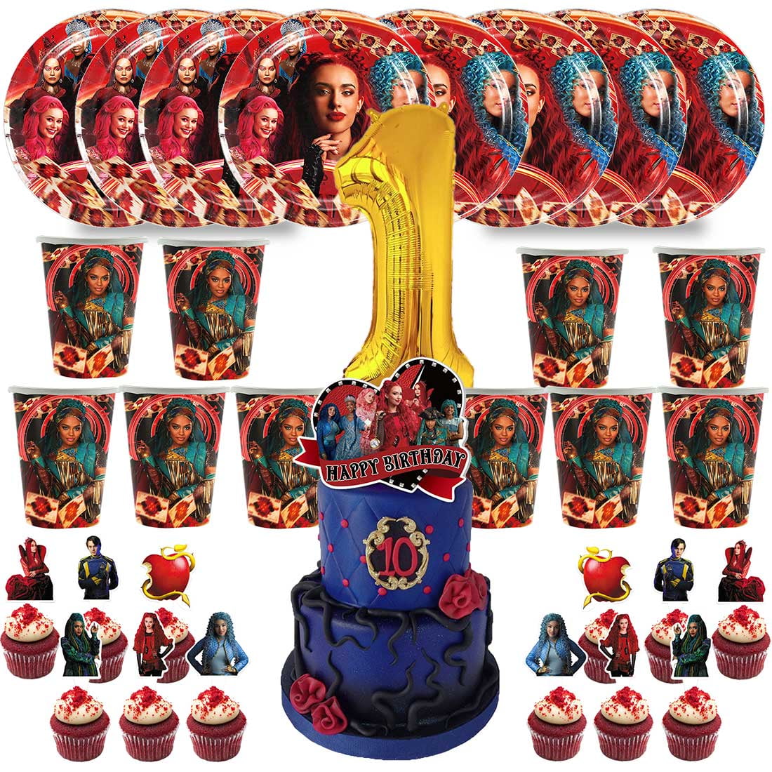 Descendants The Rise of Red Birthday 1st Cups Party Supplies Plates ...