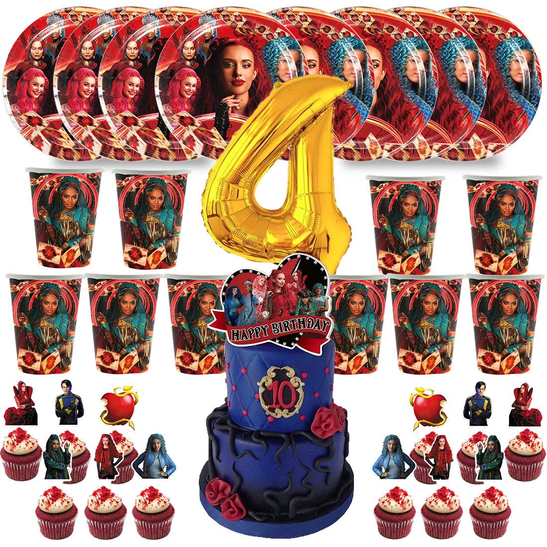 Descendants The Rise of Red Birthday 4th Cups Party Supplies Plates ...