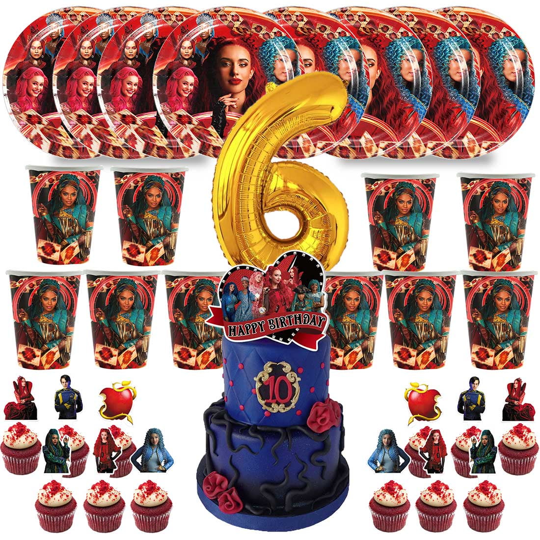 Descendants The Rise of Red Birthday 6th Cups Party Supplies Plates ...