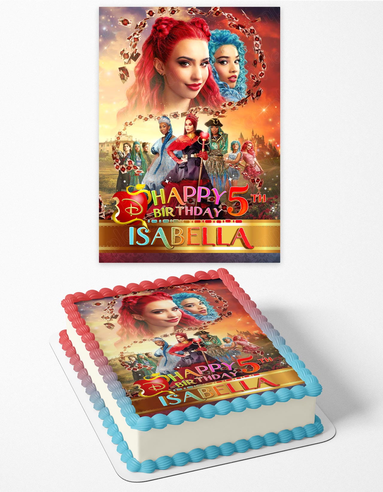 Descendants The_Rise of Red DC Edible Image Cake Topper Birthday Sheet ...