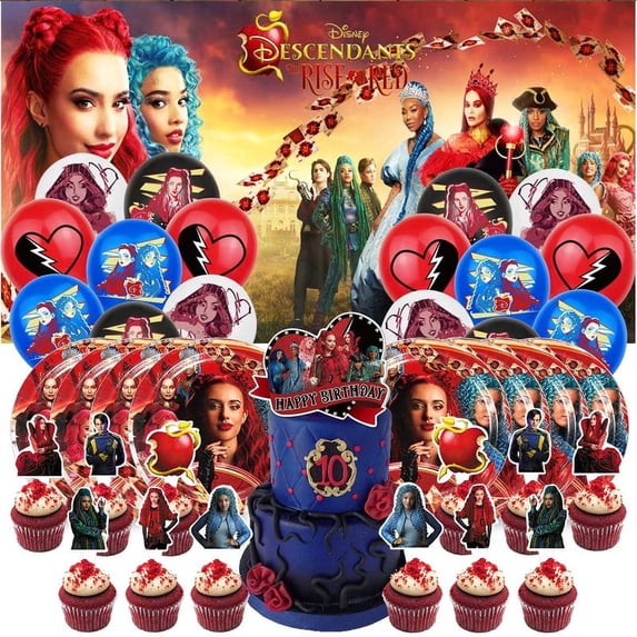 Descendants Rise Red Birthday Party Supplies Balloons Paper Plates ...