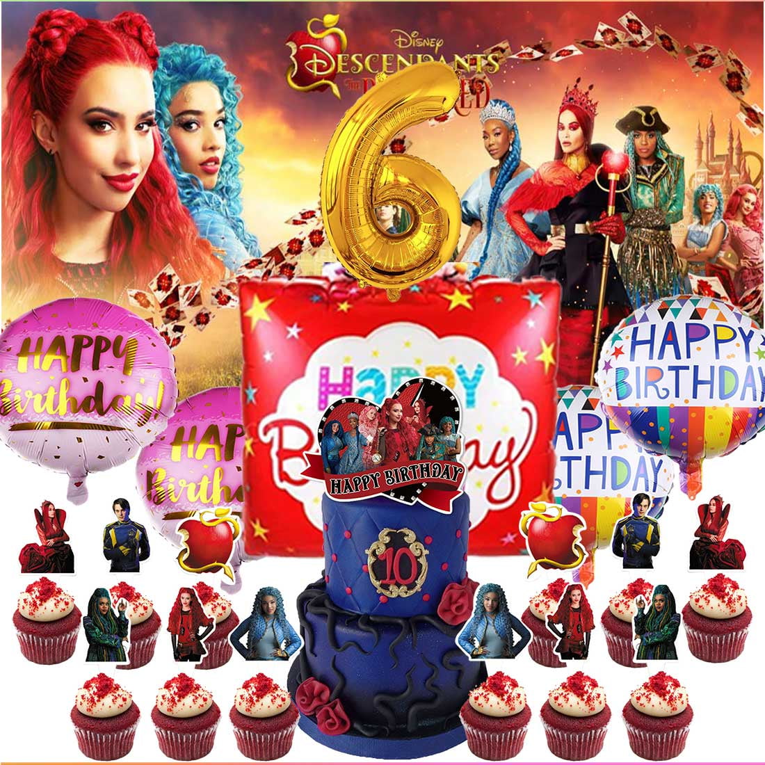 Descendants The Rise of Red Party Supplies Decor 6th Kit Balloons ...