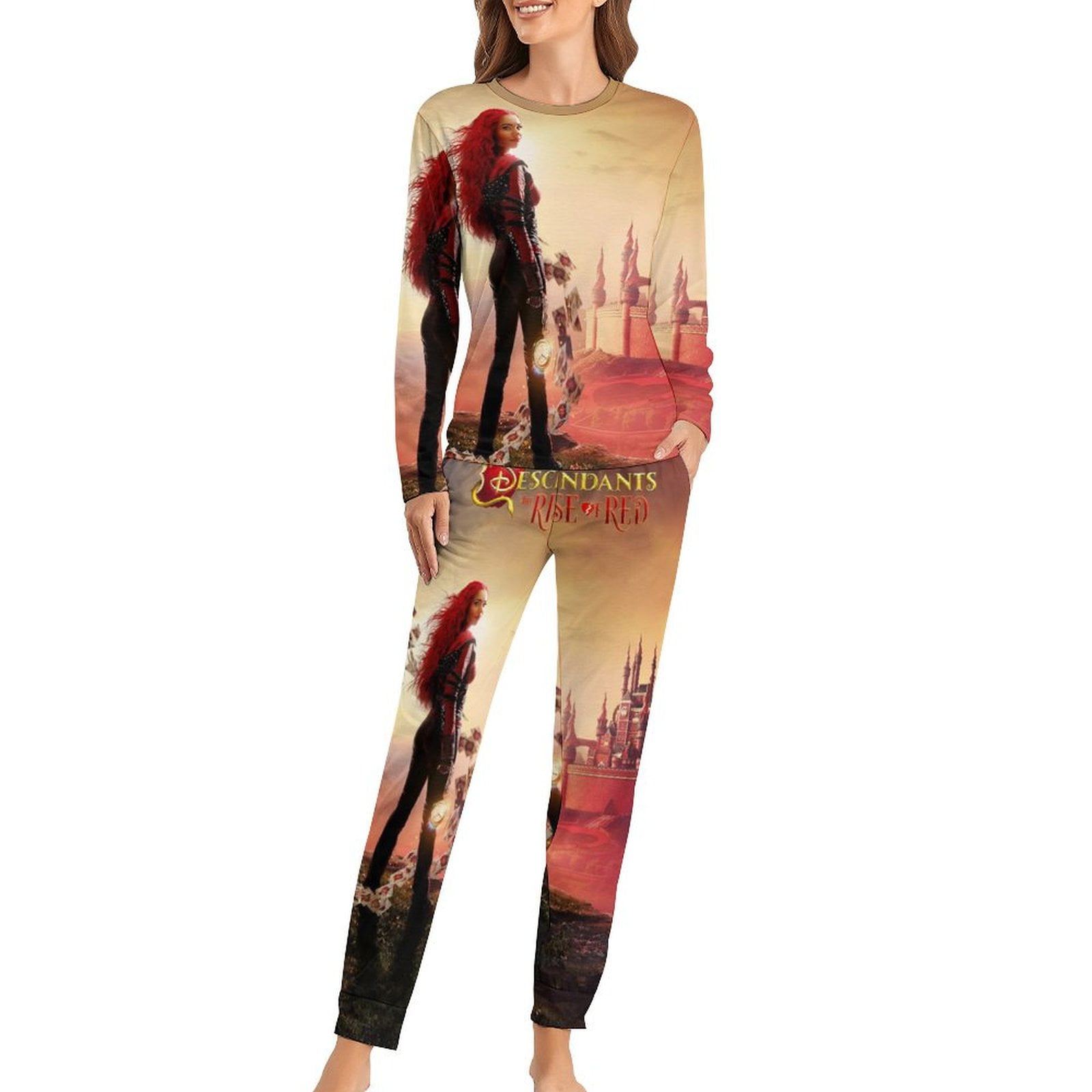 Descendants The Rise of Red Poster Womens Pajama Set Loungewear Cozy ...