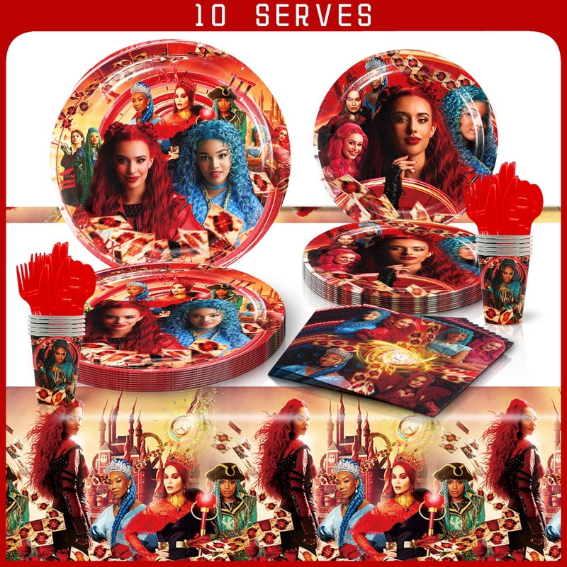 Descendants The Rise of Red Tableware Set Cups Plates Party Supplies ...