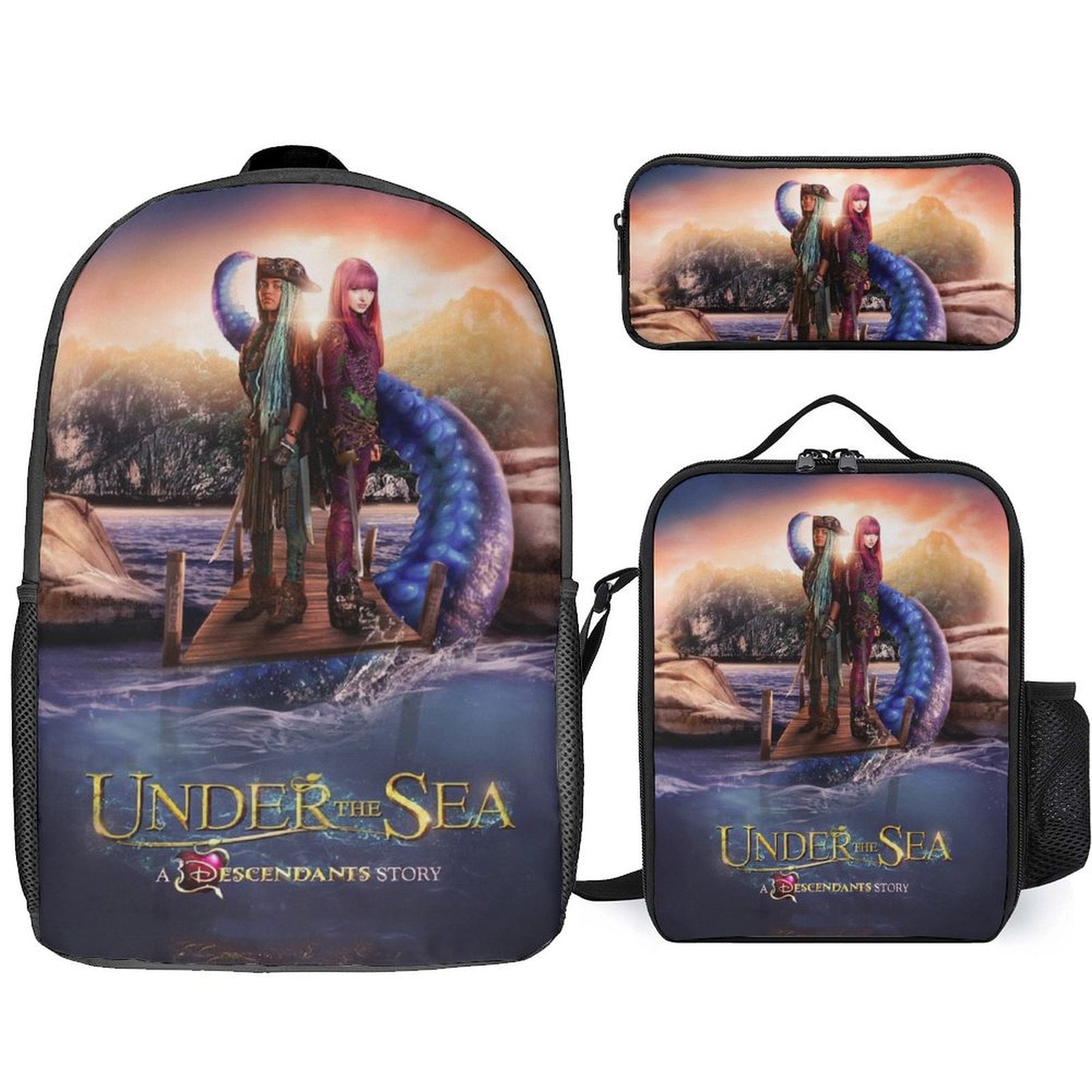Descendants Undersea Backpack With Lunch Bag Pencil Case Set Schoolbag ...