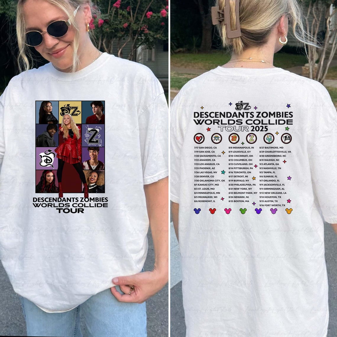 Descendants Zombies World Tour 2 Sided Shirt, Disney Zombies 4 Girls ...