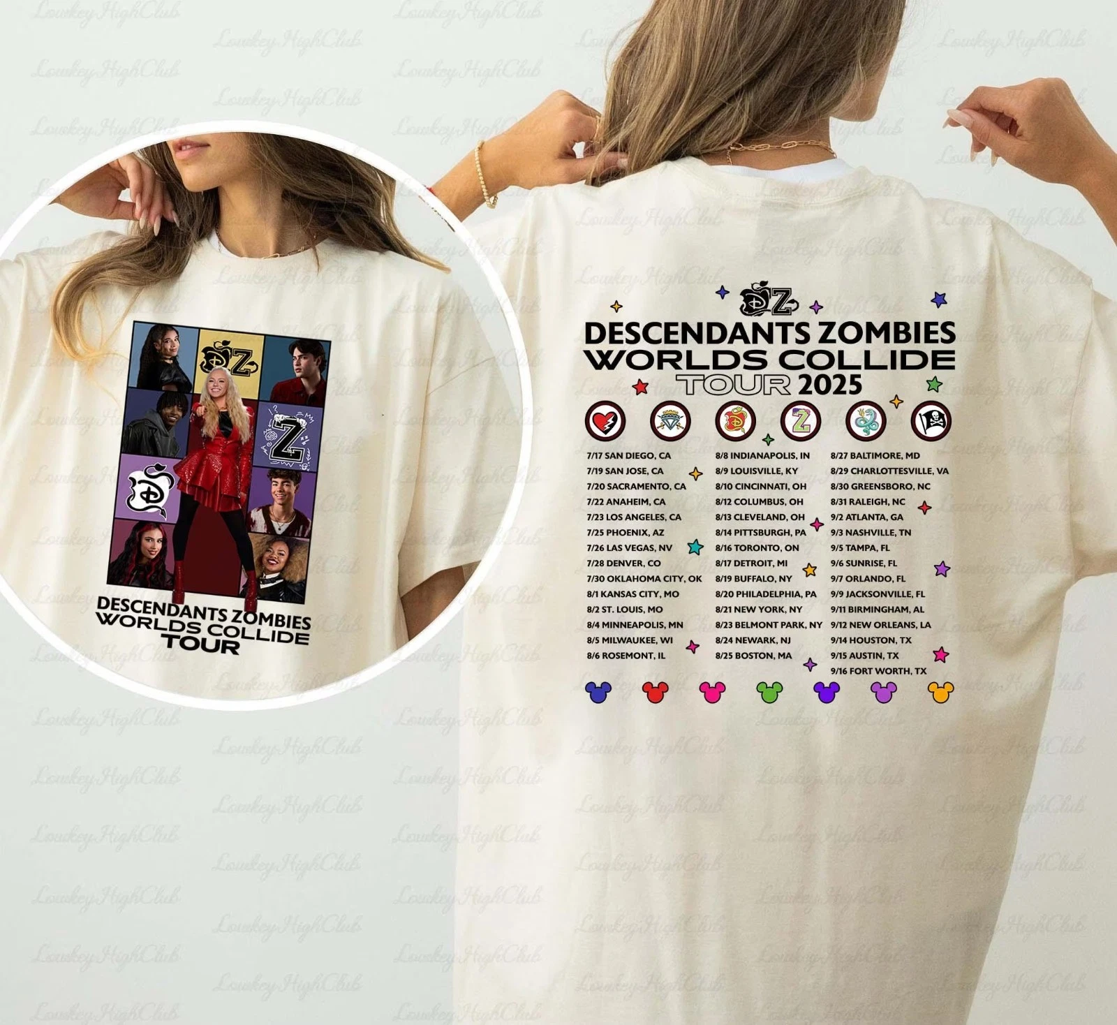 Descendants Zombies Worlds Collide Tour 2025 Disney Fan Gifts T-Shirt ...
