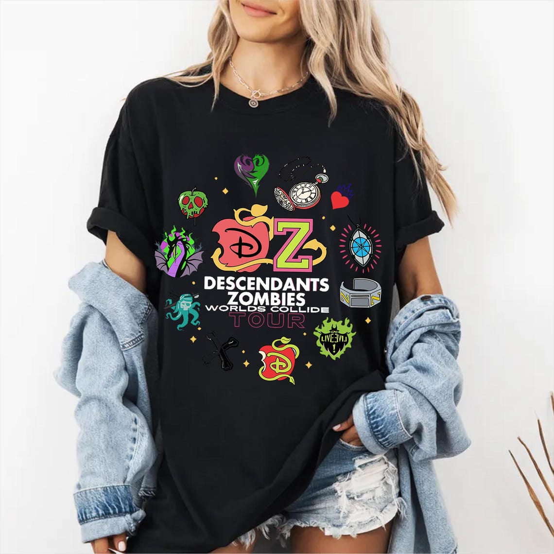 Descendants & Zombies Worlds Collide Tour T-Shirt | Zombies 4 Shirt ...