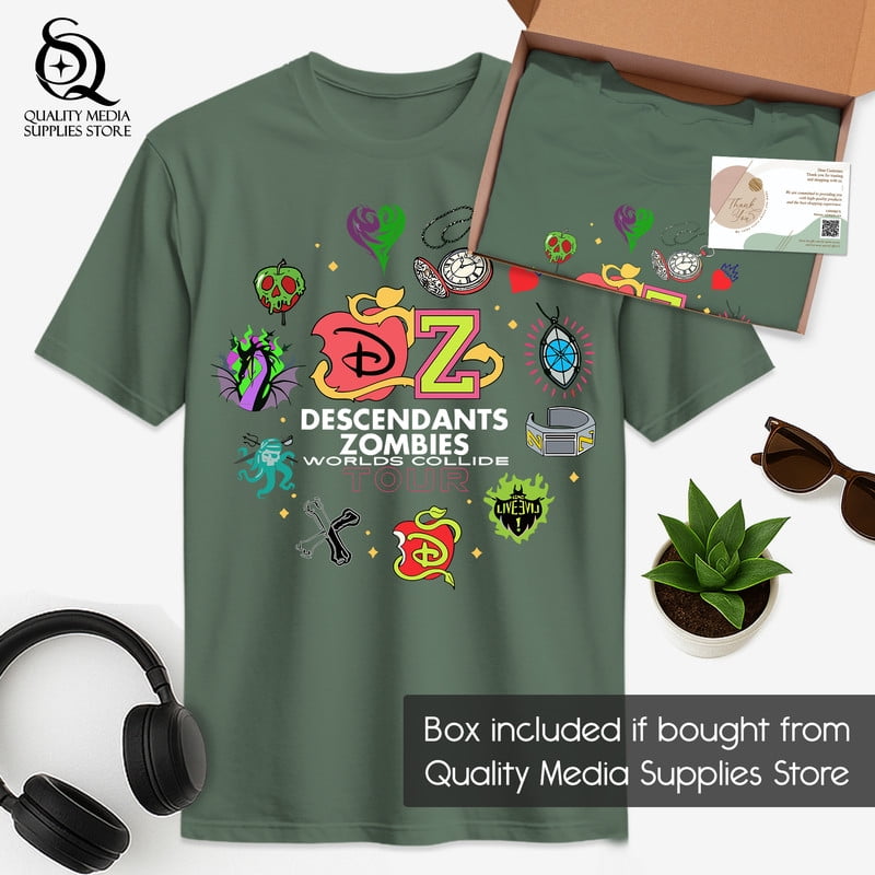 Descendants & Zombies Worlds Collide Tour T-Shirt | Zombies 4 Shirt | Disney Zombies Fan Tee ...