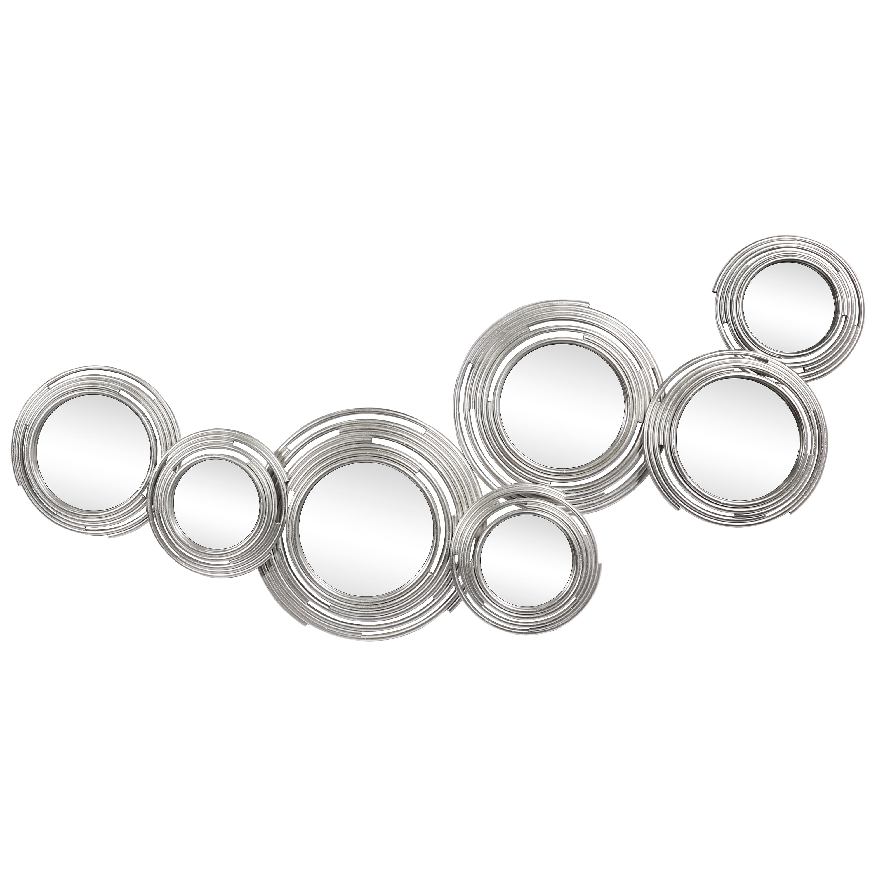 "Descending Reflection" Circle Array Mirrors in Metal Foiled Frame,24 ...