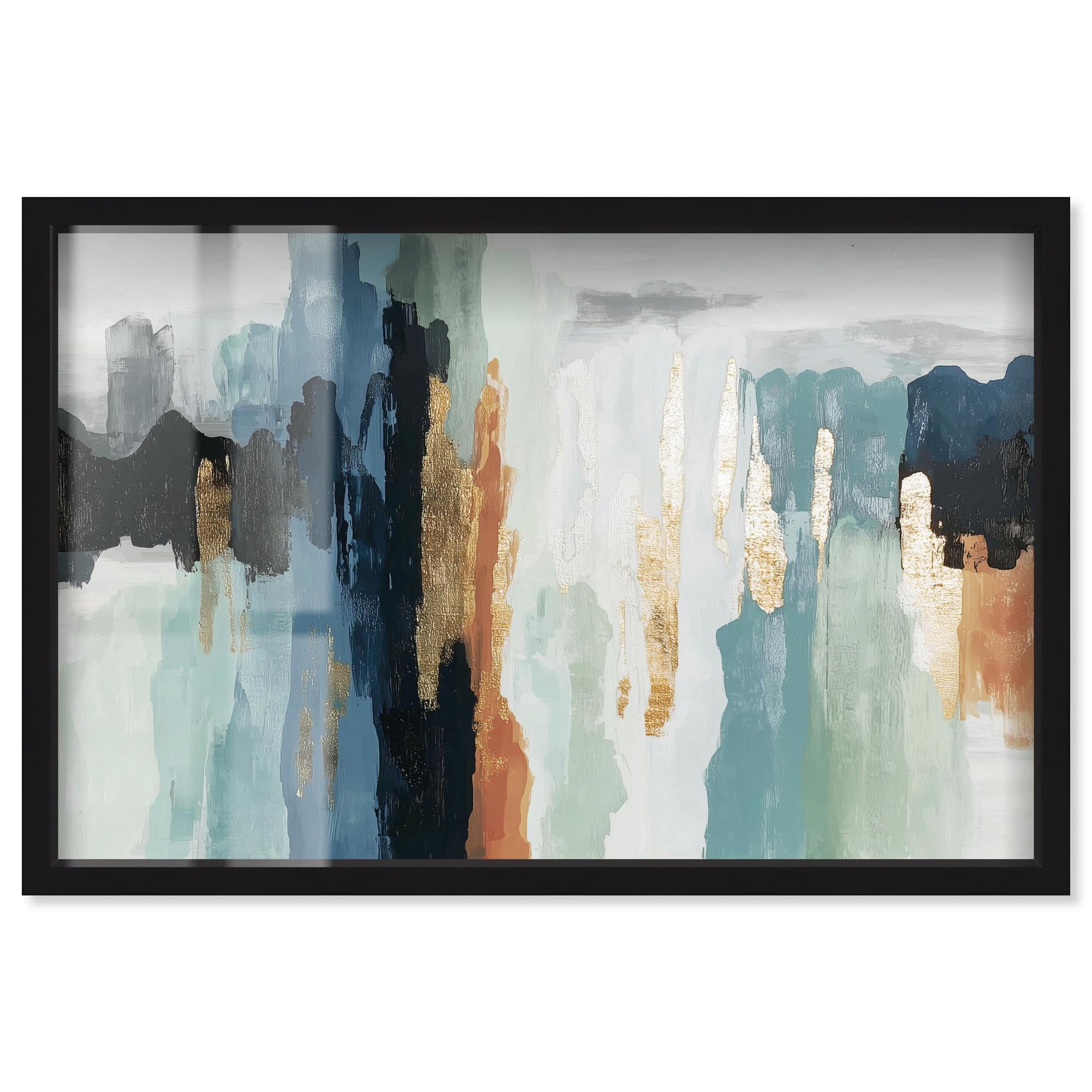 Descent in Gold II Shadowbox Print Green Wall Art by Art Remedy, Black ...
