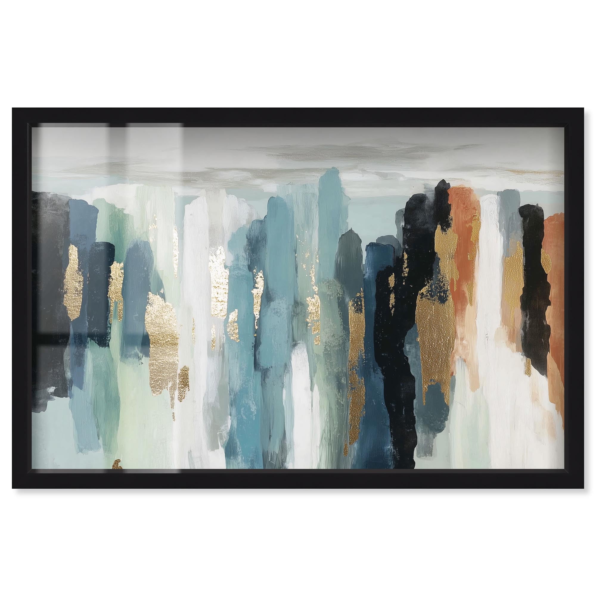 Descent in Gold III Shadowbox Print Green Wall Art by Art Remedy, Black ...