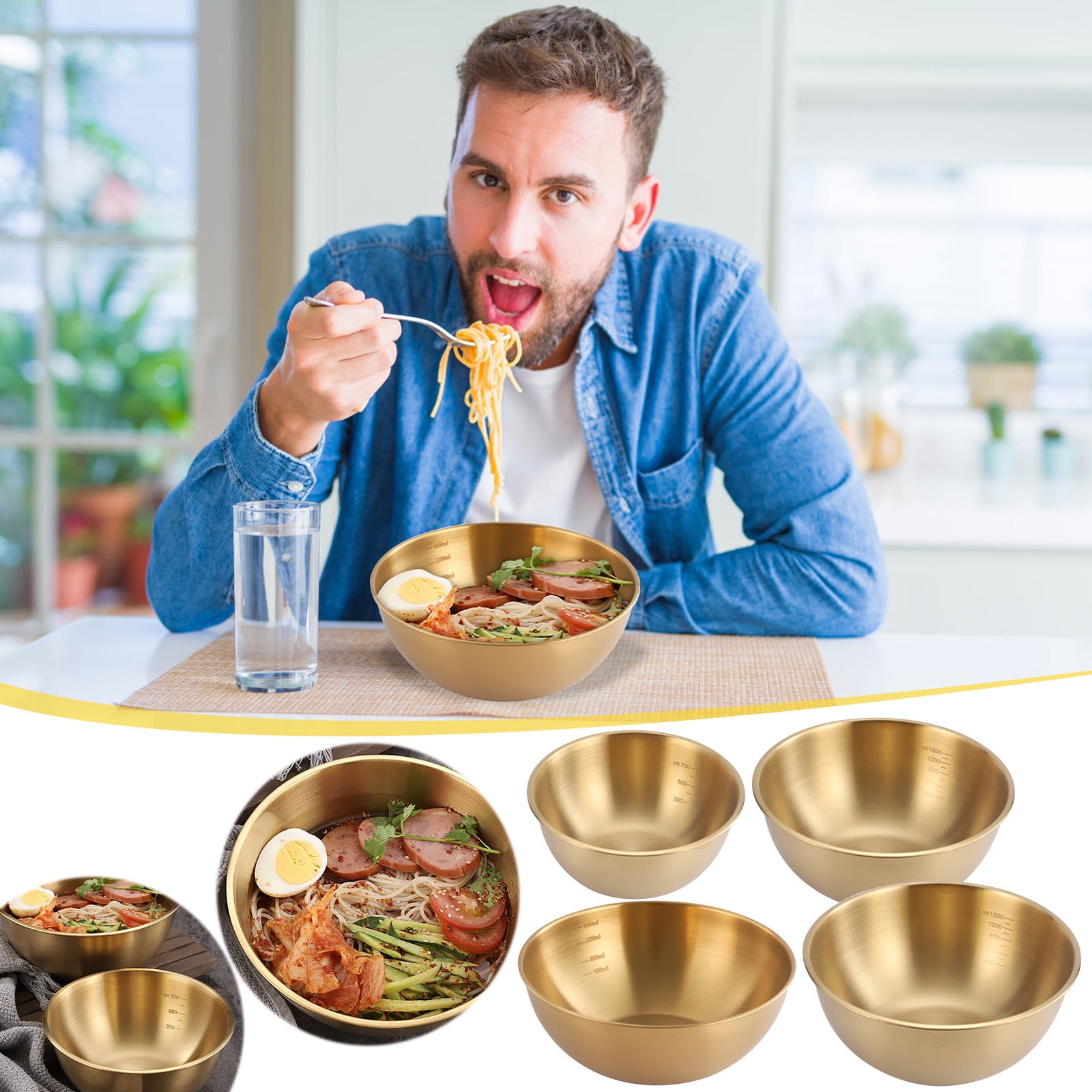 Descuento por Oferta, Tazón de fideos de acero inoxidable, frutero a ...