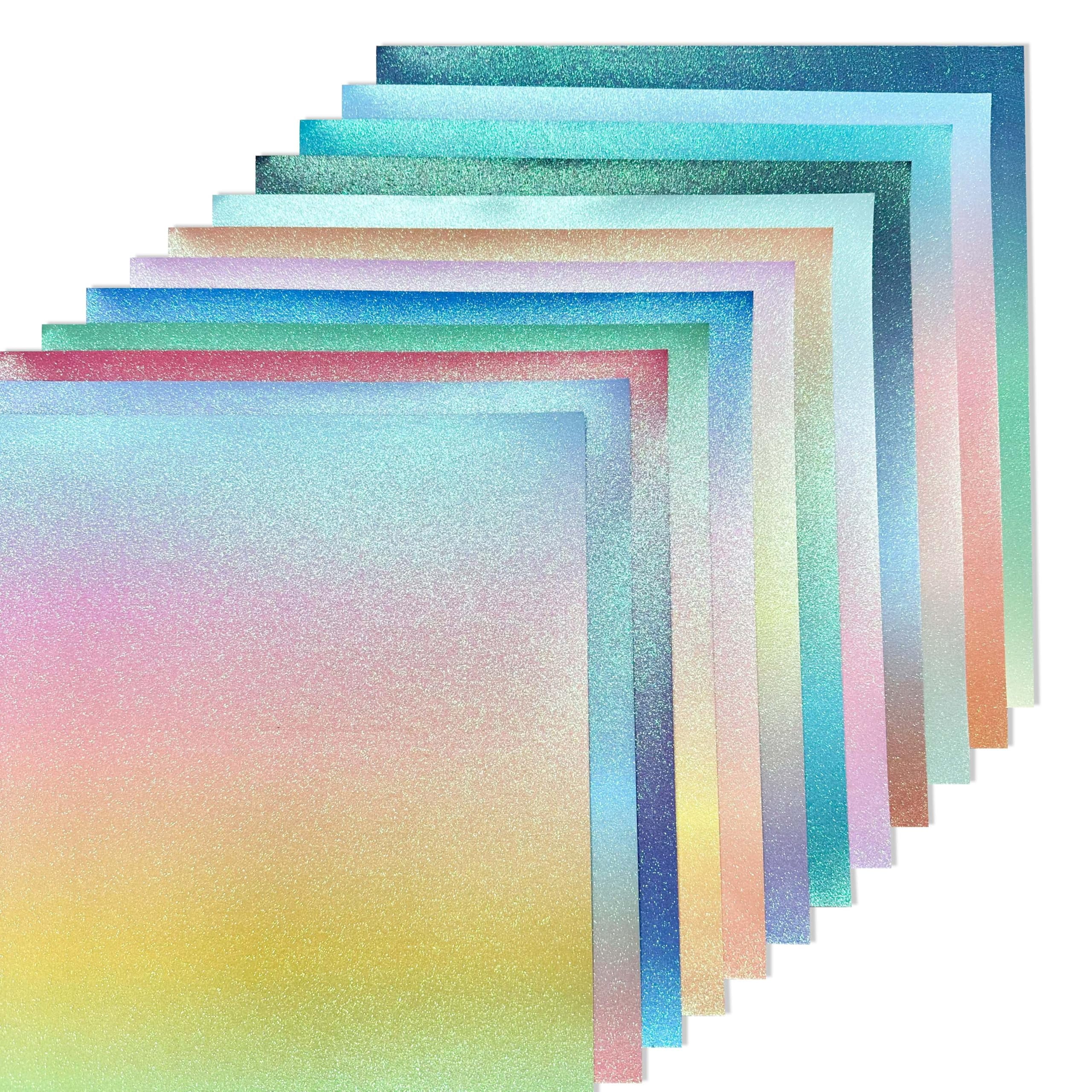 Desecraft 36 Sheets 12x12 MFF30 Glitter Shining Pastel Ombre Cardstock ...