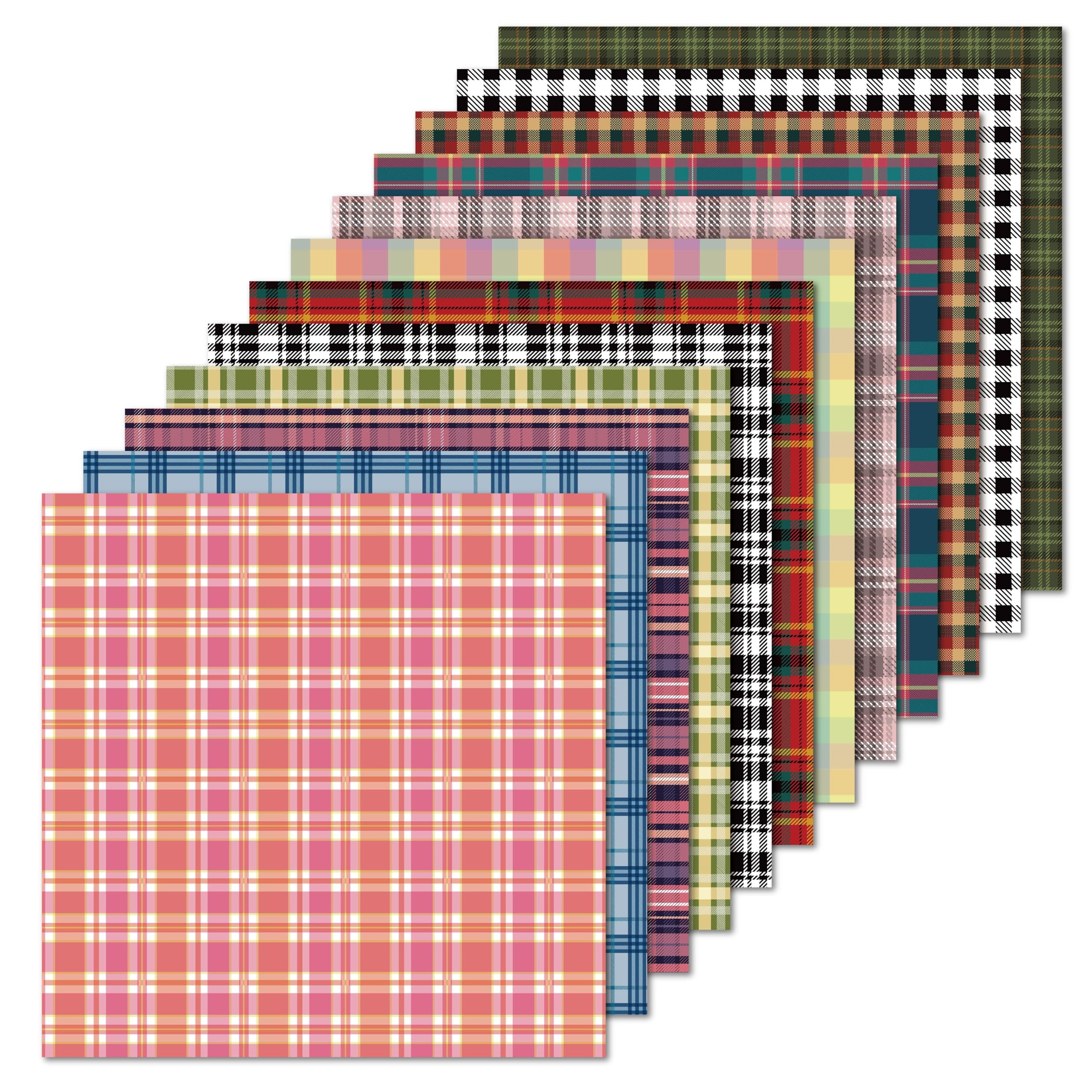 Desecraft Plaid Tartan Flannel MFF30 12x12 in Double Sided Paper Pad ...
