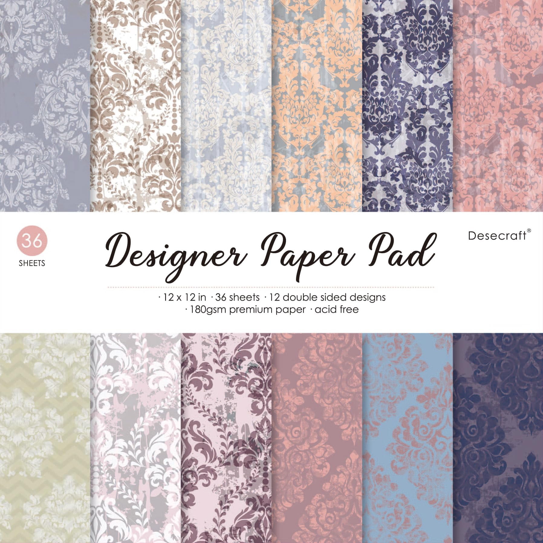Desecraft Vintage Pastel 12x12 MMF7 in Double Sided Paper Scrapbook ...