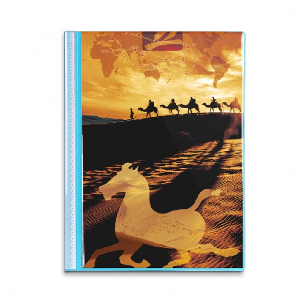 Desert Along the Way to the Silk Road Map Camel Book Sheet Protectors Portfolio Binder Folder ...