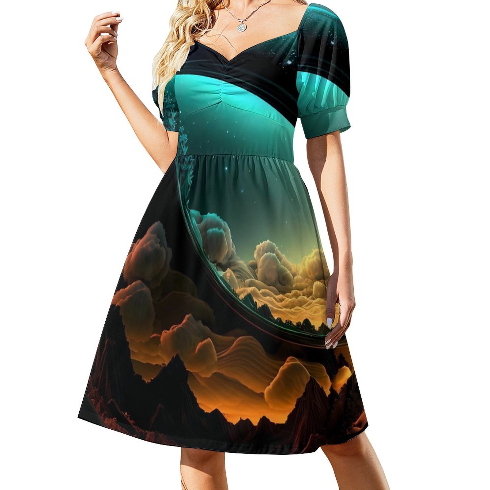 Desert At Night Dress Landscape Kawaii Dresses Summer Stylish Casual ...