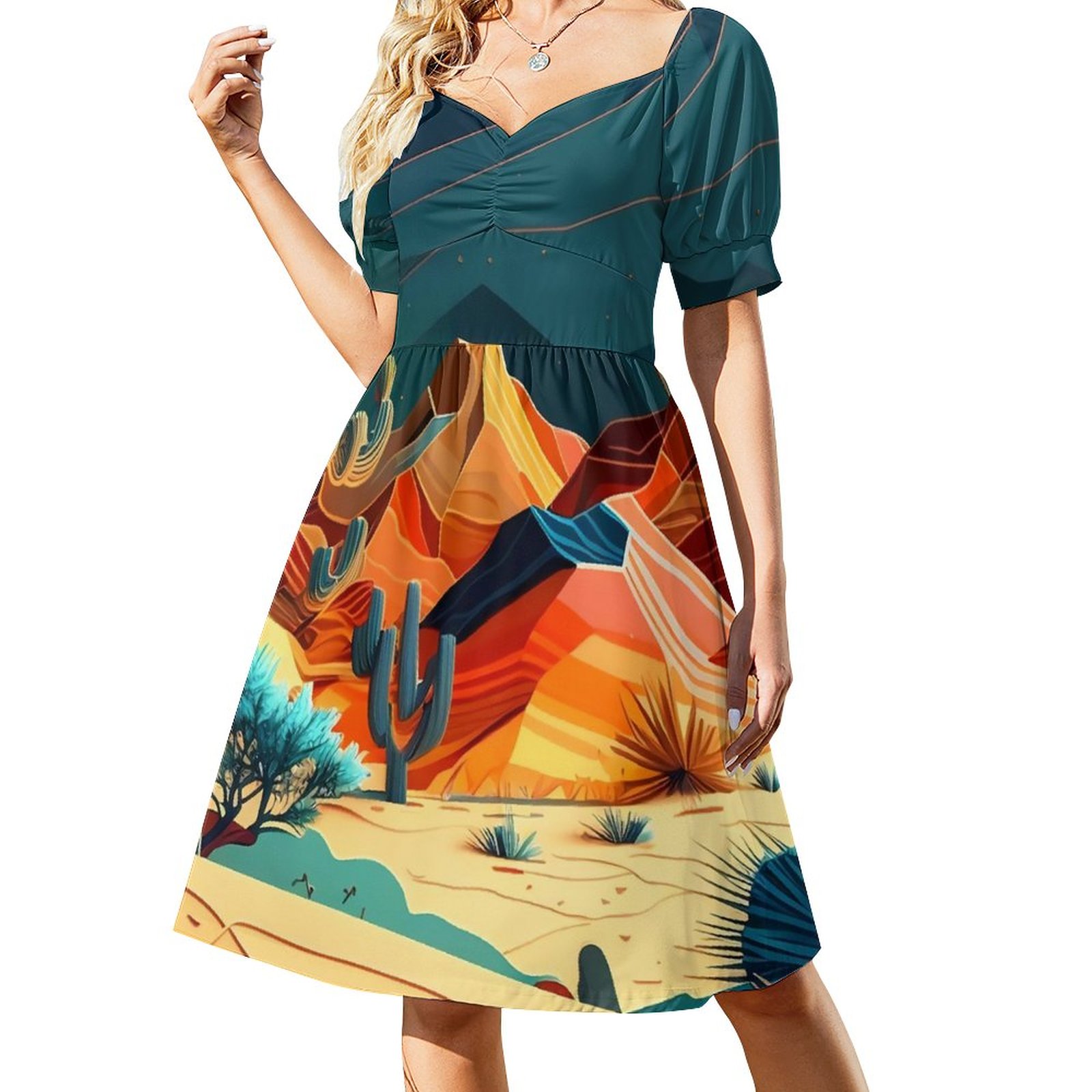 Desert At Night Dress Landscape Kawaii Dresses Summer Stylish Casual ...
