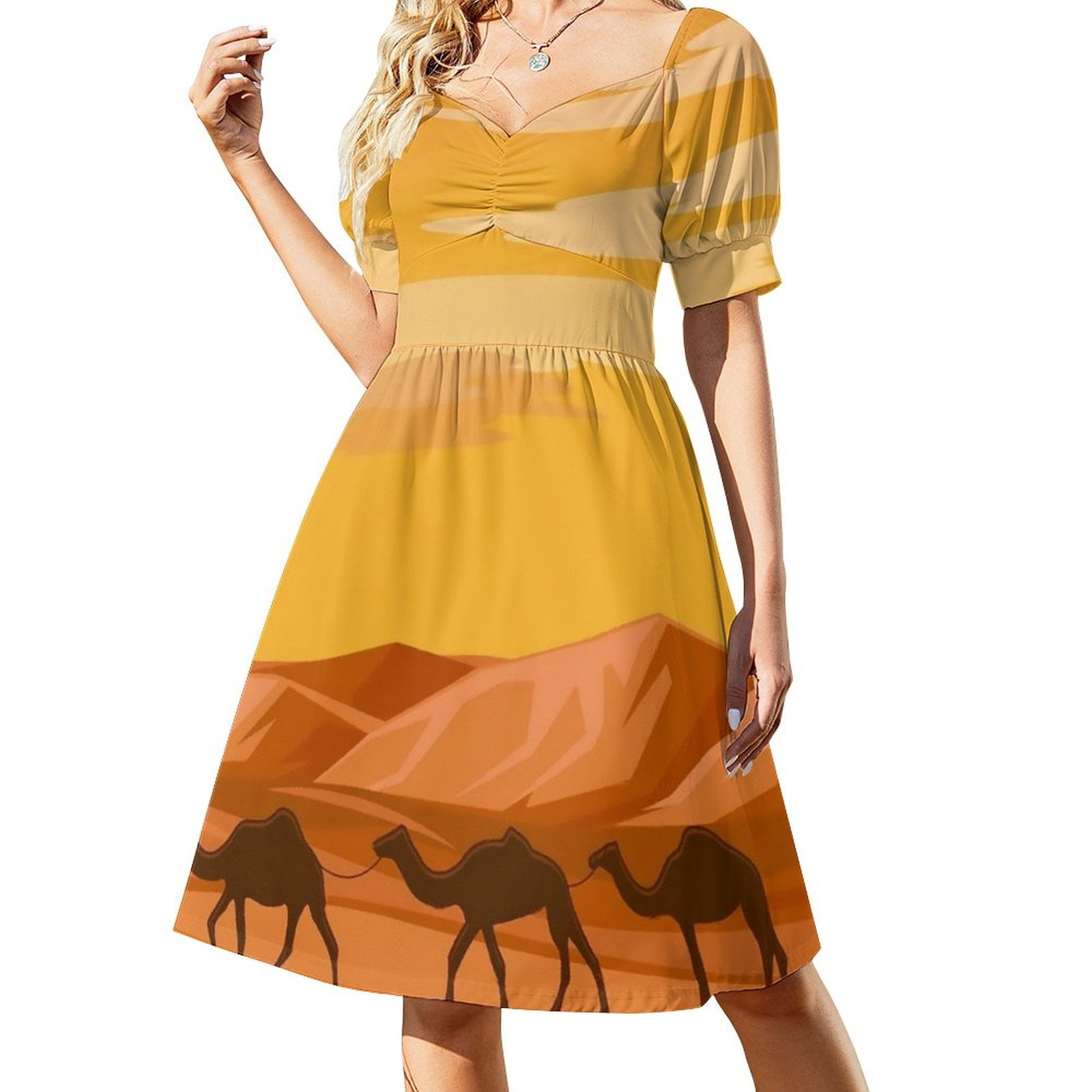 Desert At Night Dress Landscape Kawaii Dresses Summer Stylish Casual ...
