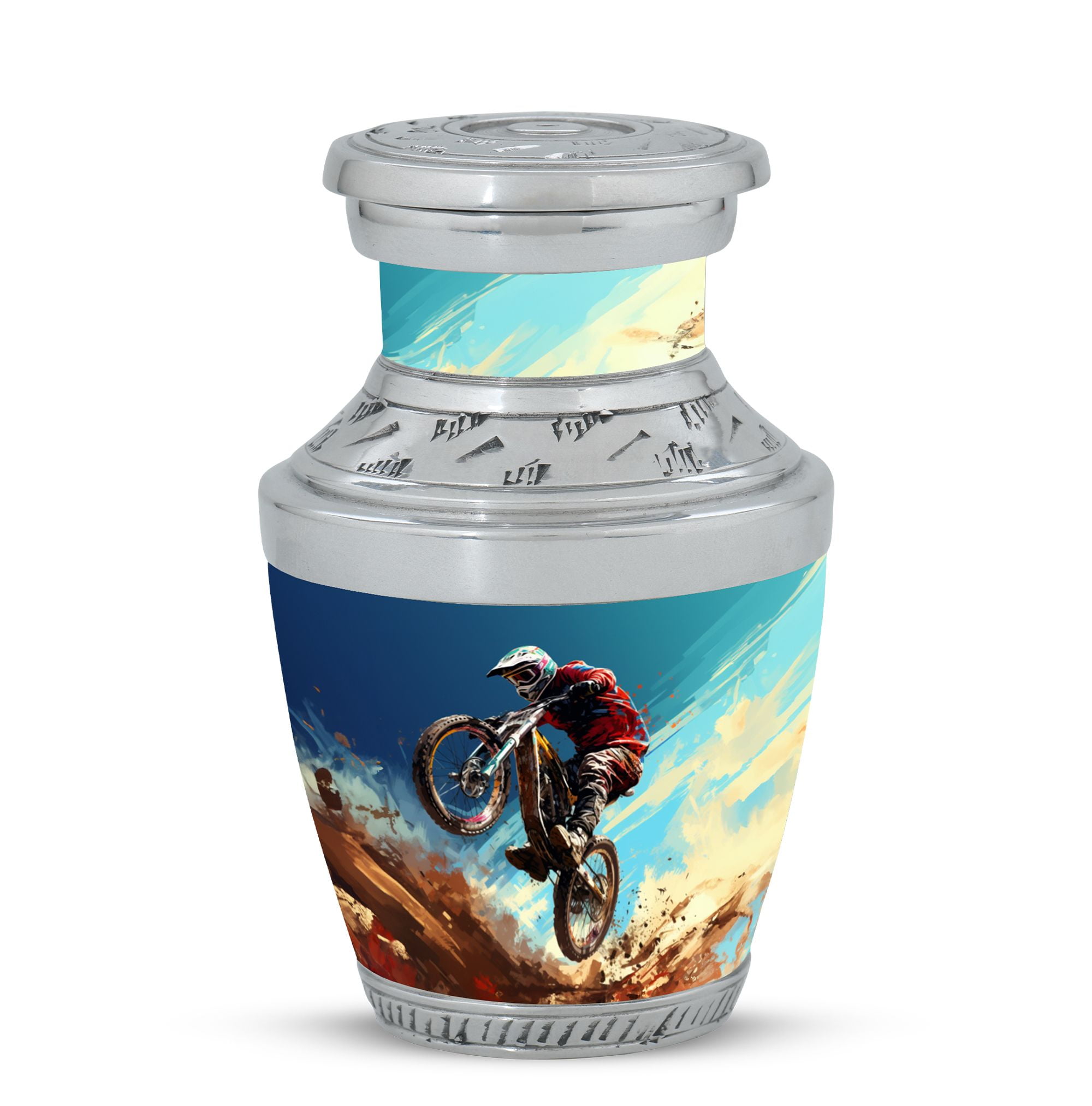 Desert Bike Leap Elegant Compact Cremains Box for Adults - Timeless Keepsake for Precious ...