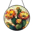 Desert Bloom Window Suncatcher, Round Stained Glass Style Cactus Flower ...