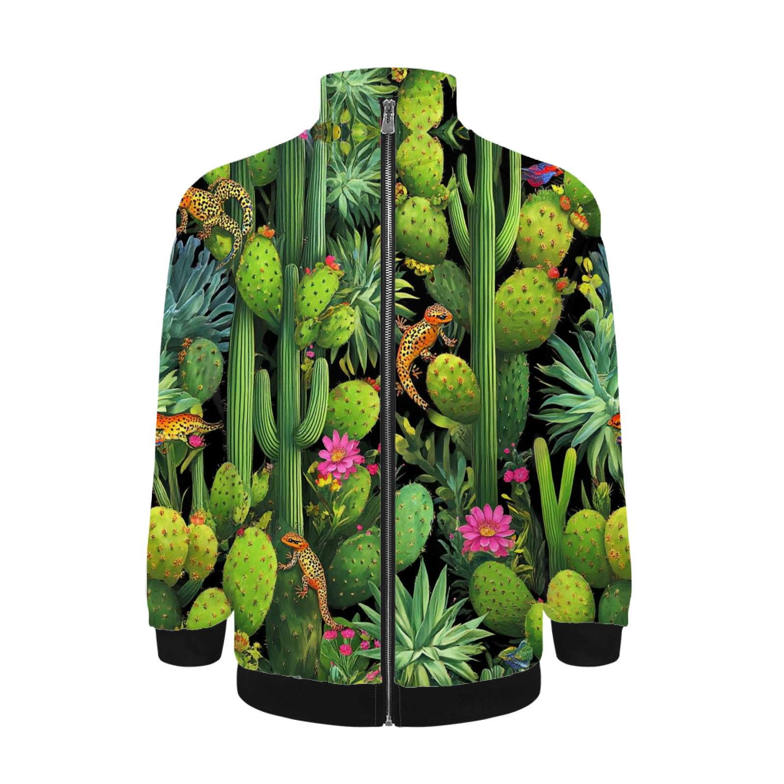 Desert Cacti Lizards Flowers Vibrant Jacket Men's Street Cool Long ...